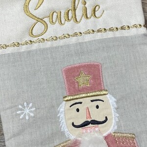 Personalized Embroidered Mon Ami Pink Nutcracker Christmas Stocking - Etsy