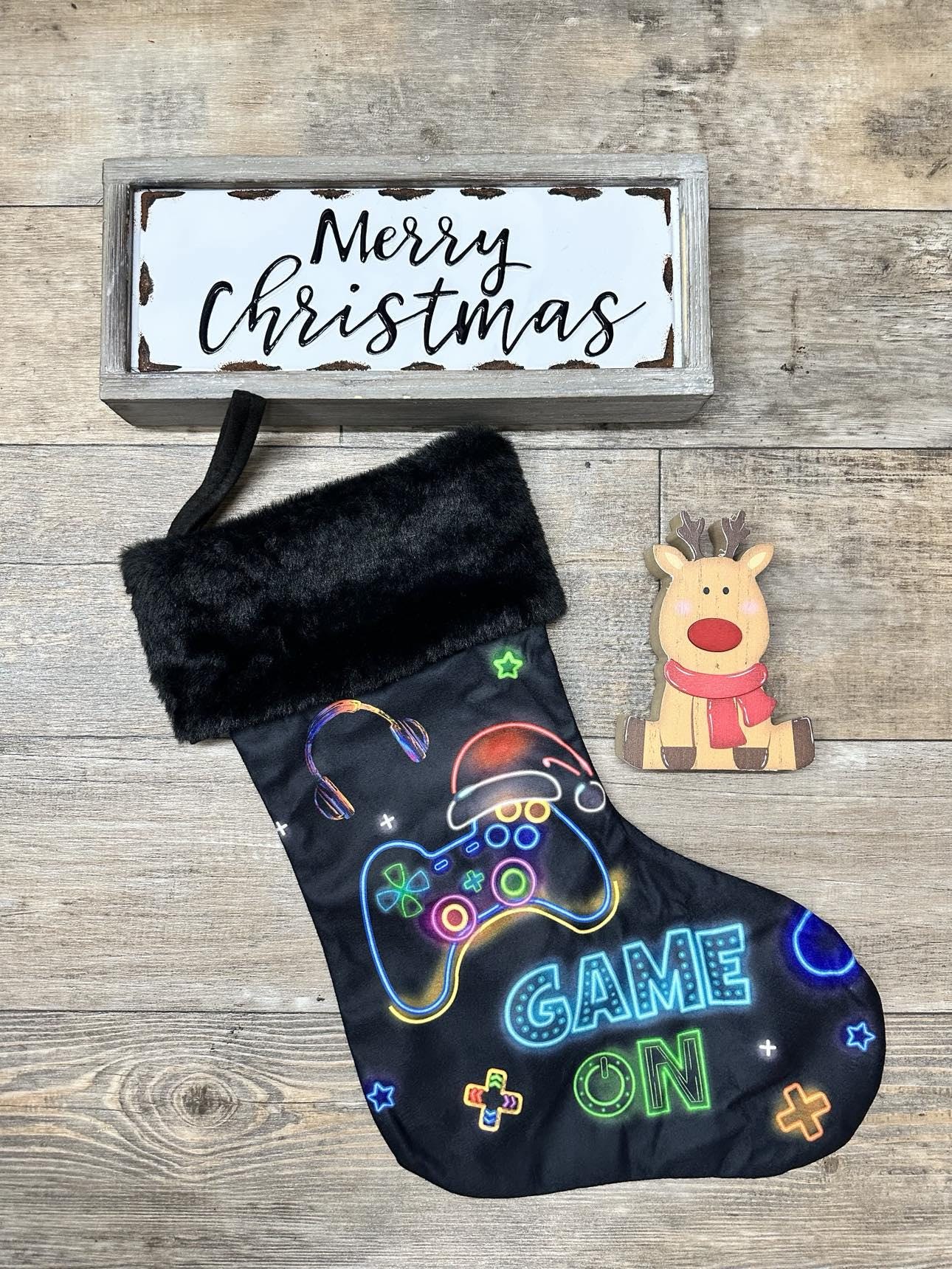 Embroider Game Controller Christmas Stocking, Gamer Christmas Stocking ...