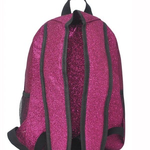 Medium Hot Pink Glitter Backpack, Monogram Toddler Glitter Backpack ...
