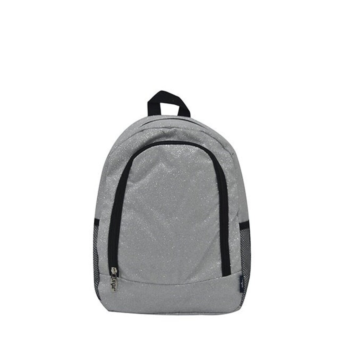 Silver Glitter Backpack, Monogram Silver Glitter Backpack, Personalize ...
