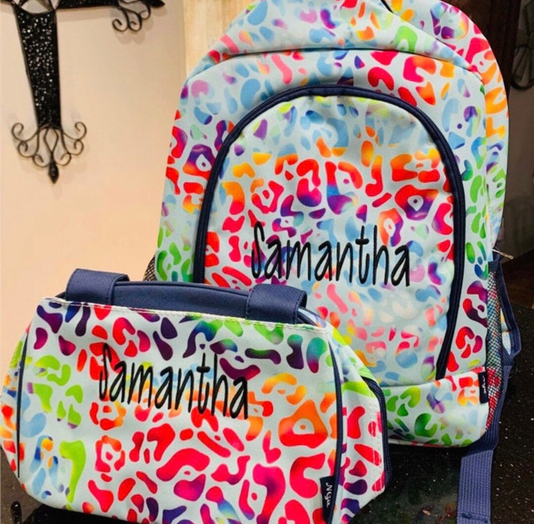 Rainbow Cheetah Backpack Rainbow Cheetah Lunch Box Monogram - Etsy