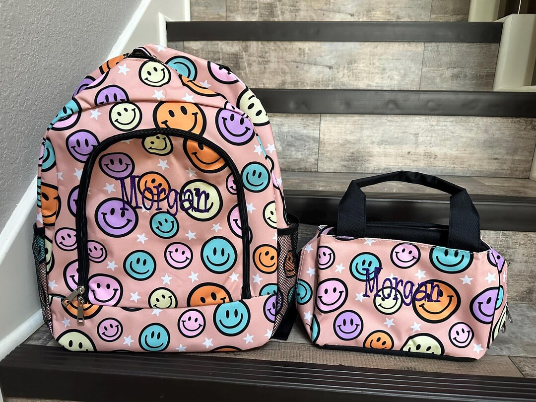 Large Happy Vibes Backpack, Smiley School Bag, Girls Smile Backpack ...