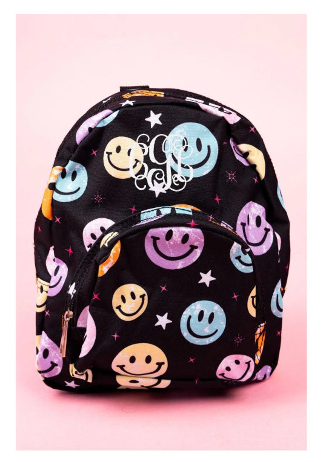 Small Smiley Face Backpack, Monogram Backpack, Personalized Backpack ...