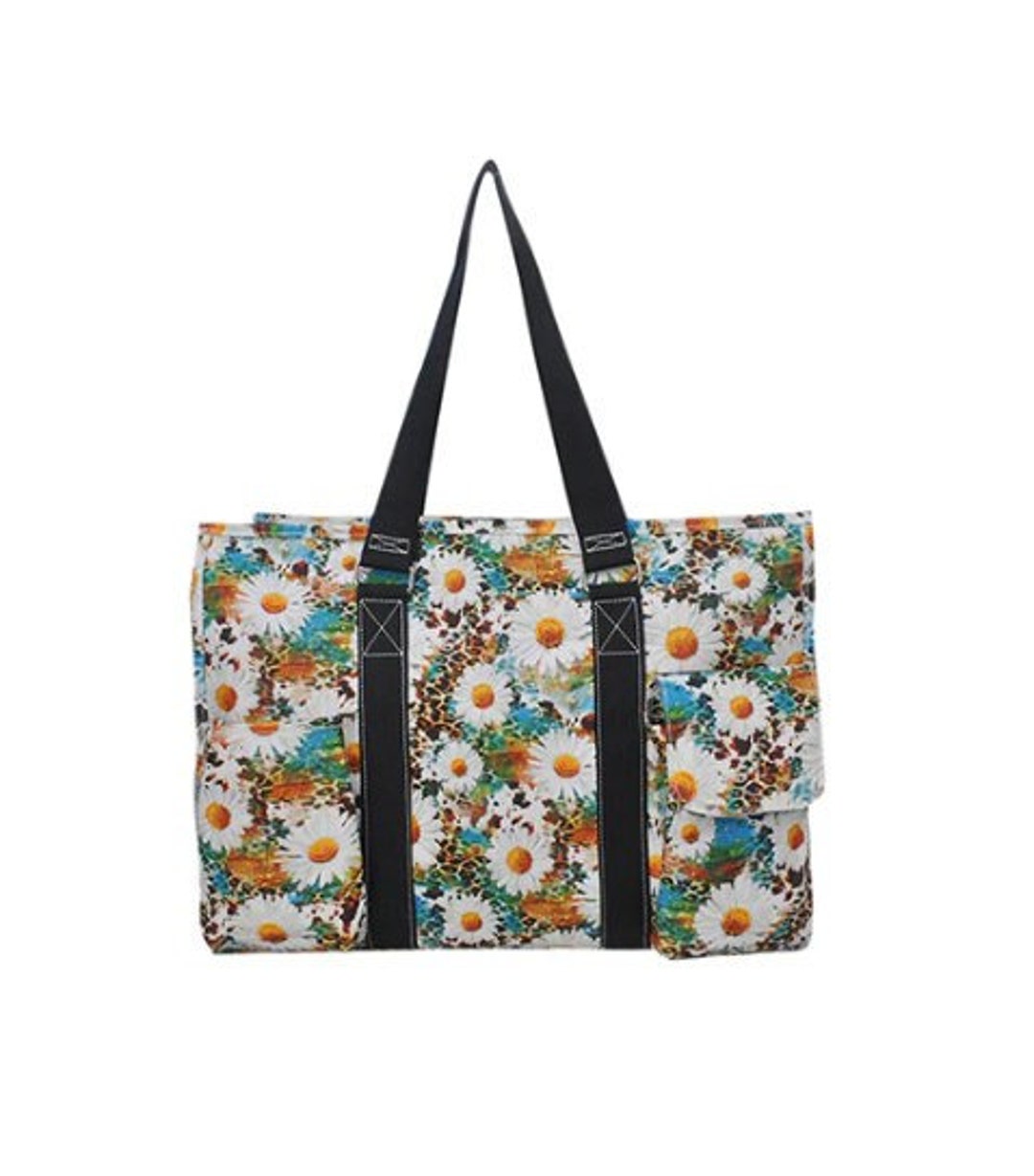 Wild Daisy Large Zipper Caddy Organizer Tote Bag, Daisy Travel Bag ...