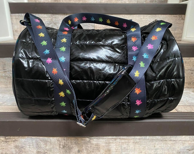 Personalized Girls Metallic Duffle Bag With Shadow Star Black | Etsy