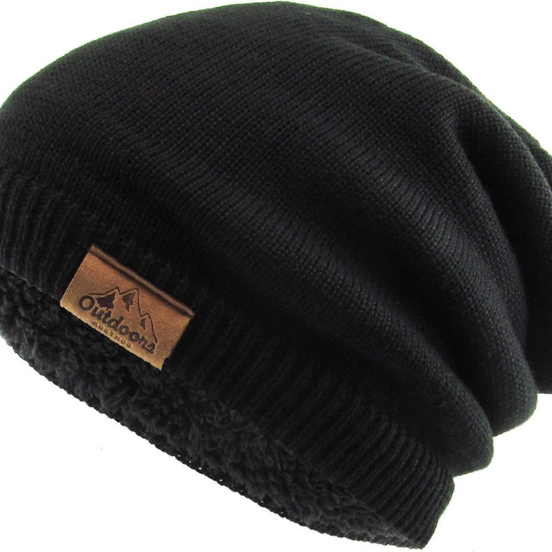 Black Slouch Beanie - Etsy