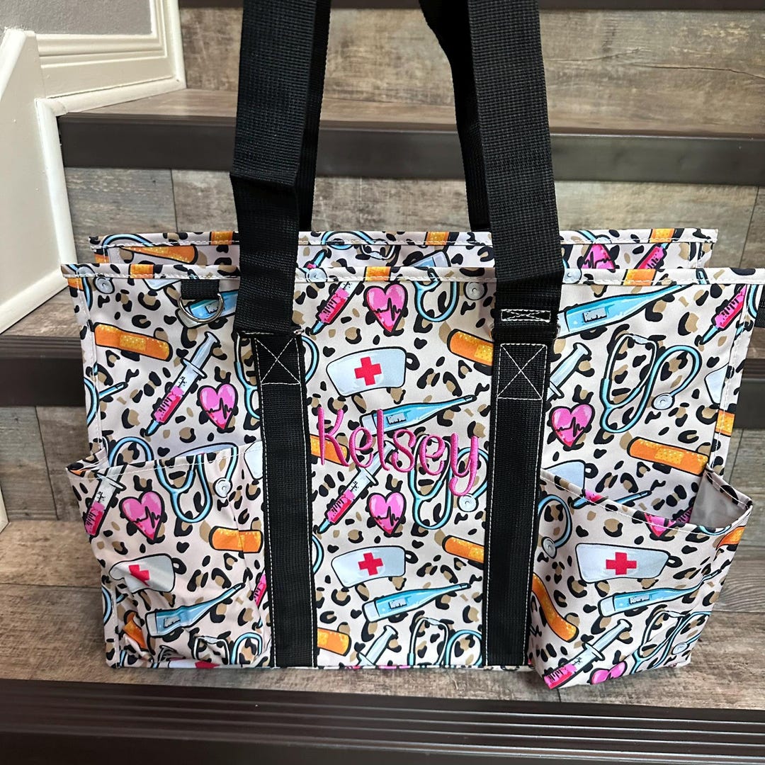 Wild Nurse Zippered Caddy Large Organizer Tote Bag, Nurse Organizer ...