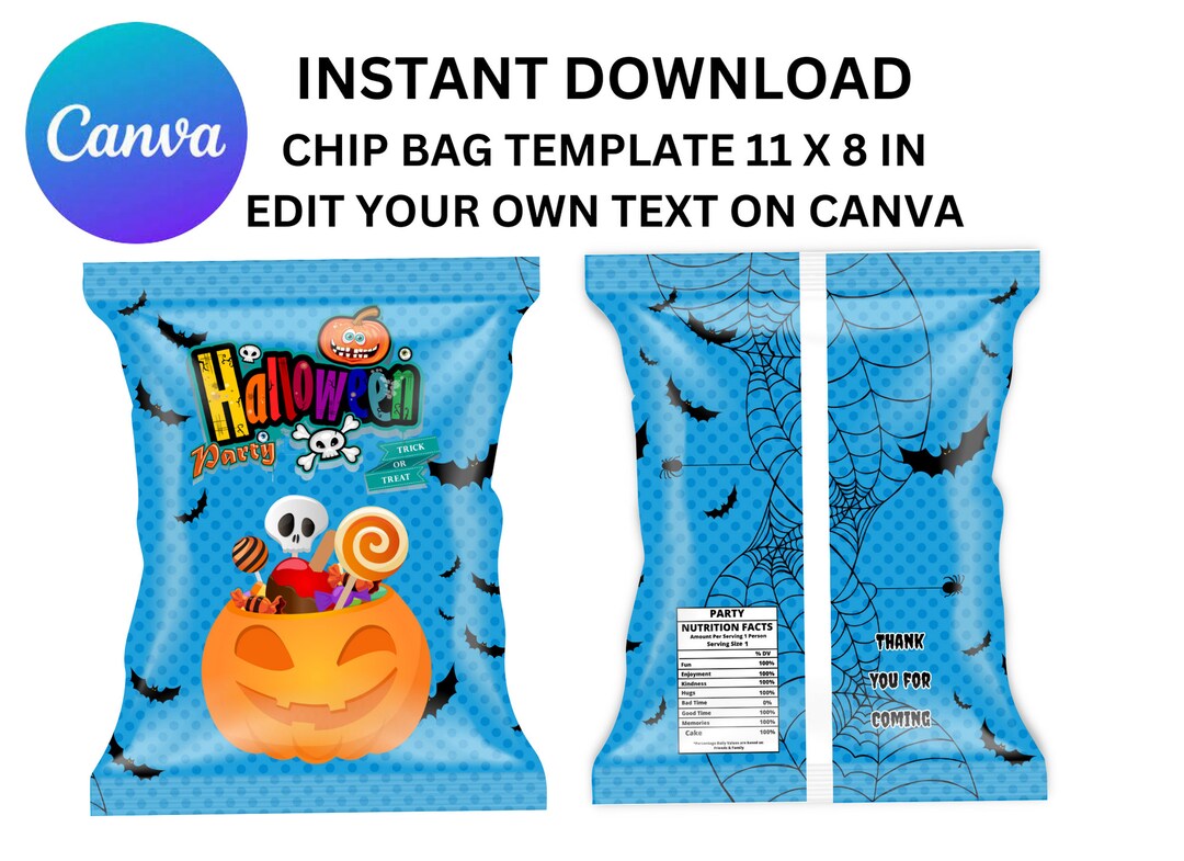 Editable Halloween Chip Snack Bag Template Editable Chip/ - Etsy