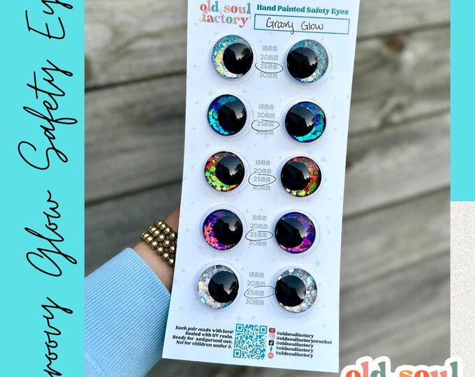 Groovy Glow Glitter Sinker Safety Eyes (30mm and 25mm) - Hand-painted ...