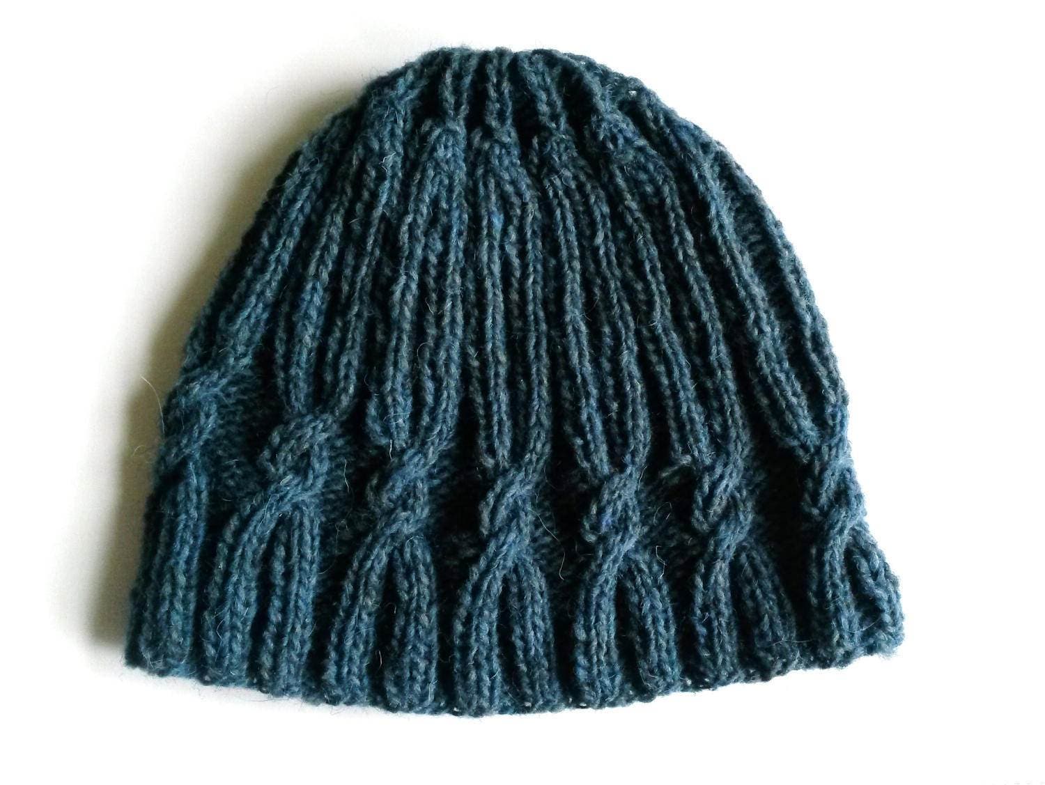 Knit beanie: original design with spiral cable. Quality handspun Irish ...