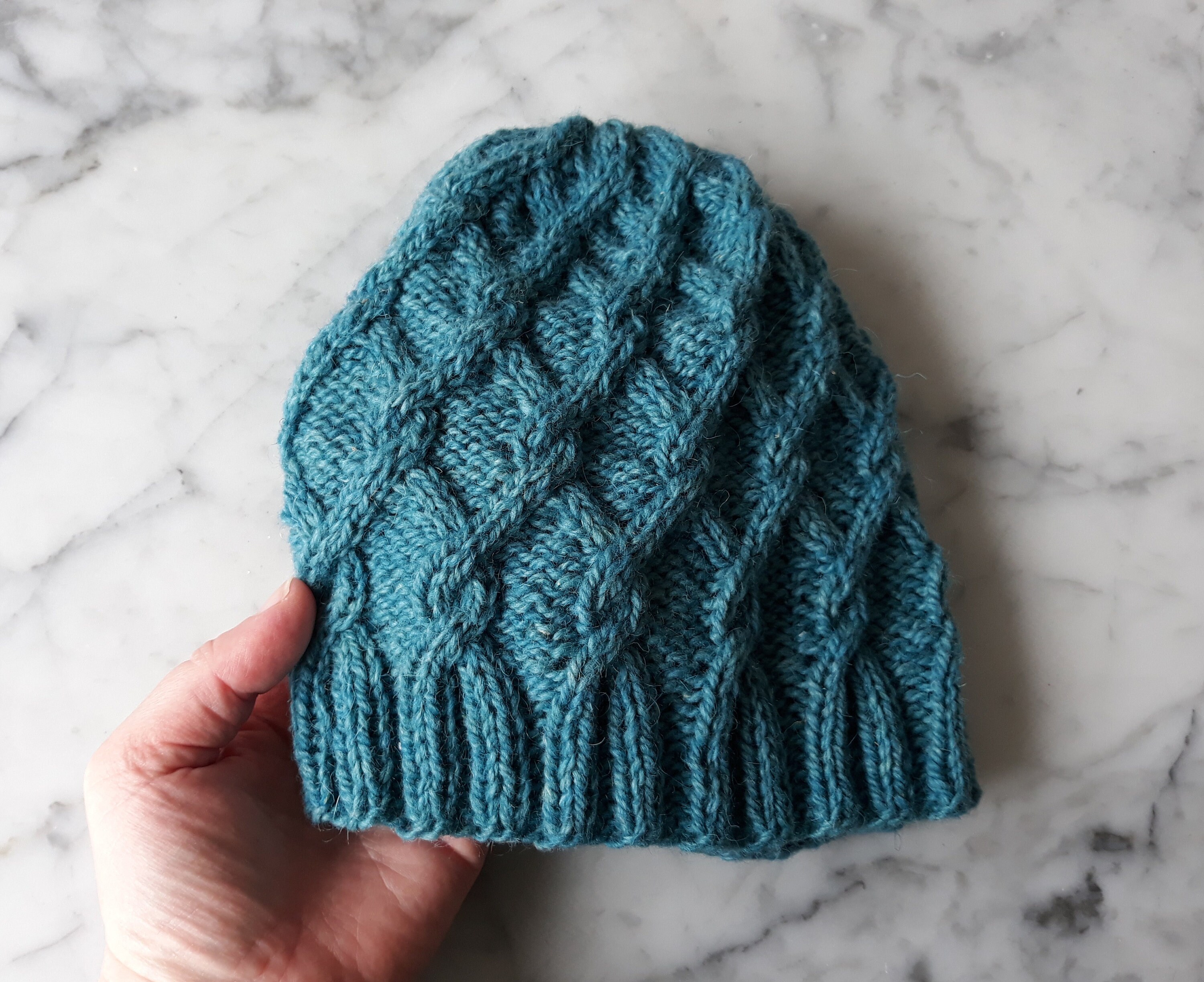 Turquoise hat: handknit beanie in handspun Irish wool. Original design ...
