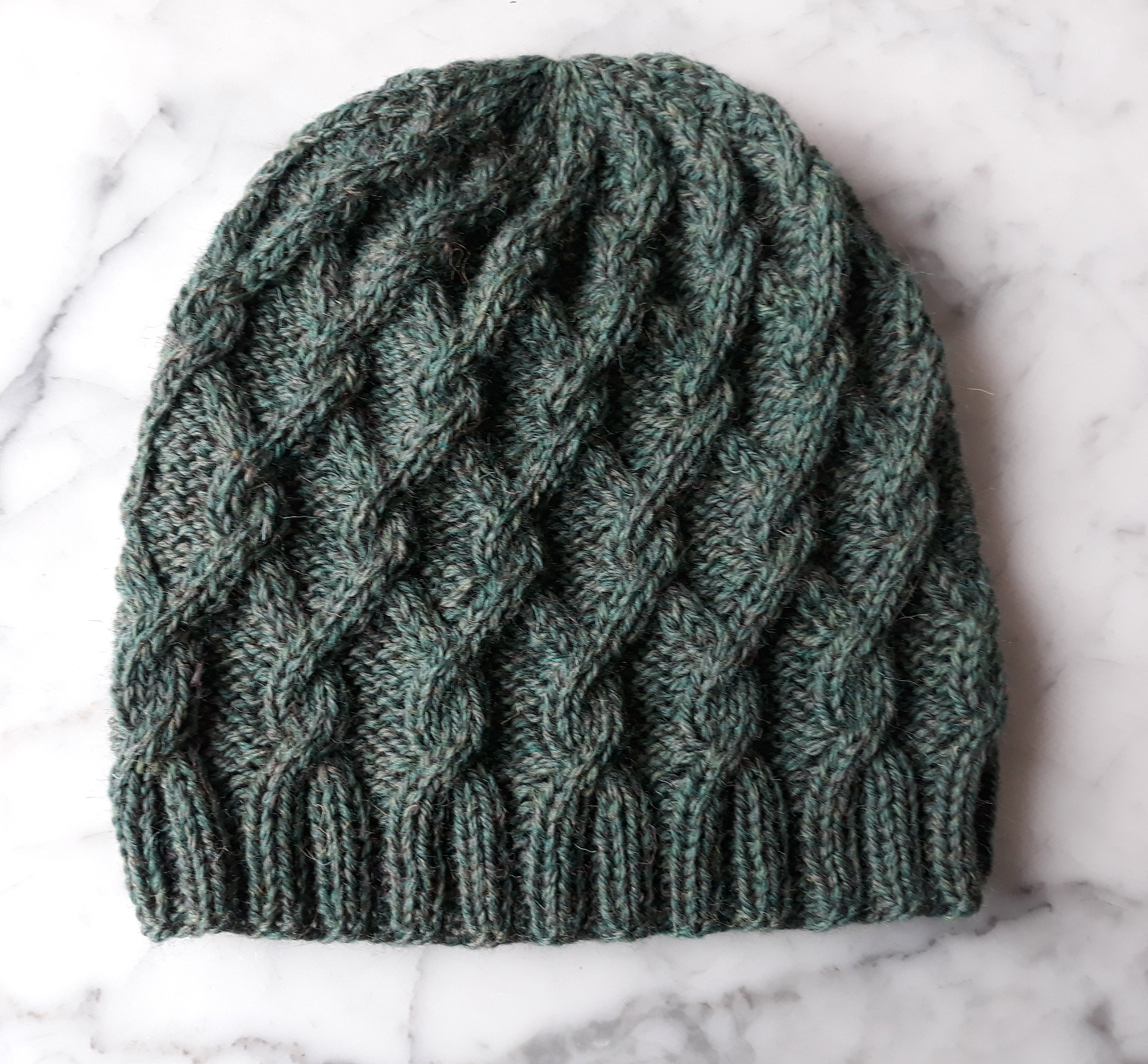 Knit beanie: handknit Aran hat. Wool beanie. Aran beanie. Green wool ...