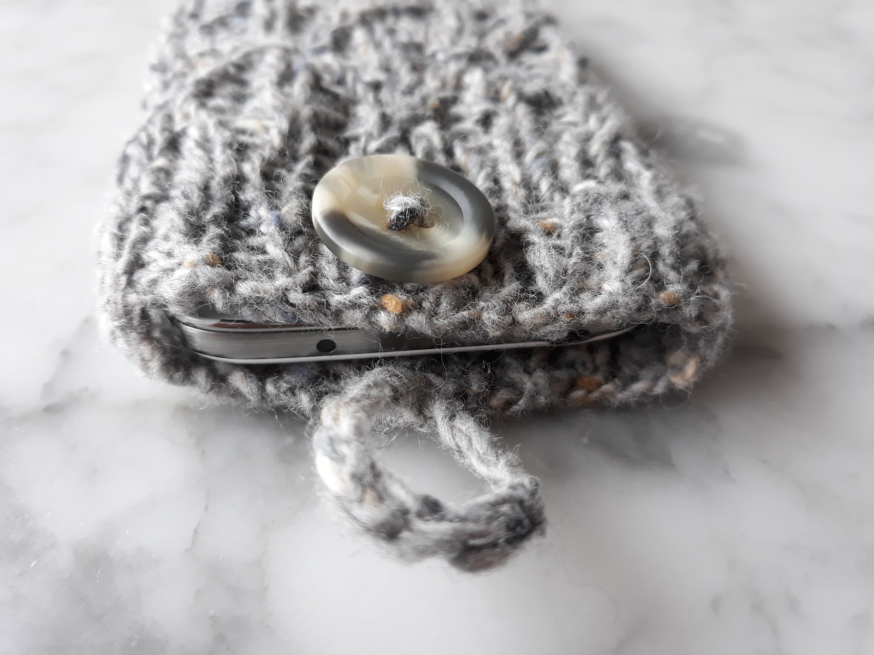 Knit phone cozy: cell phone cover in Irish tweed wool. Original design ...