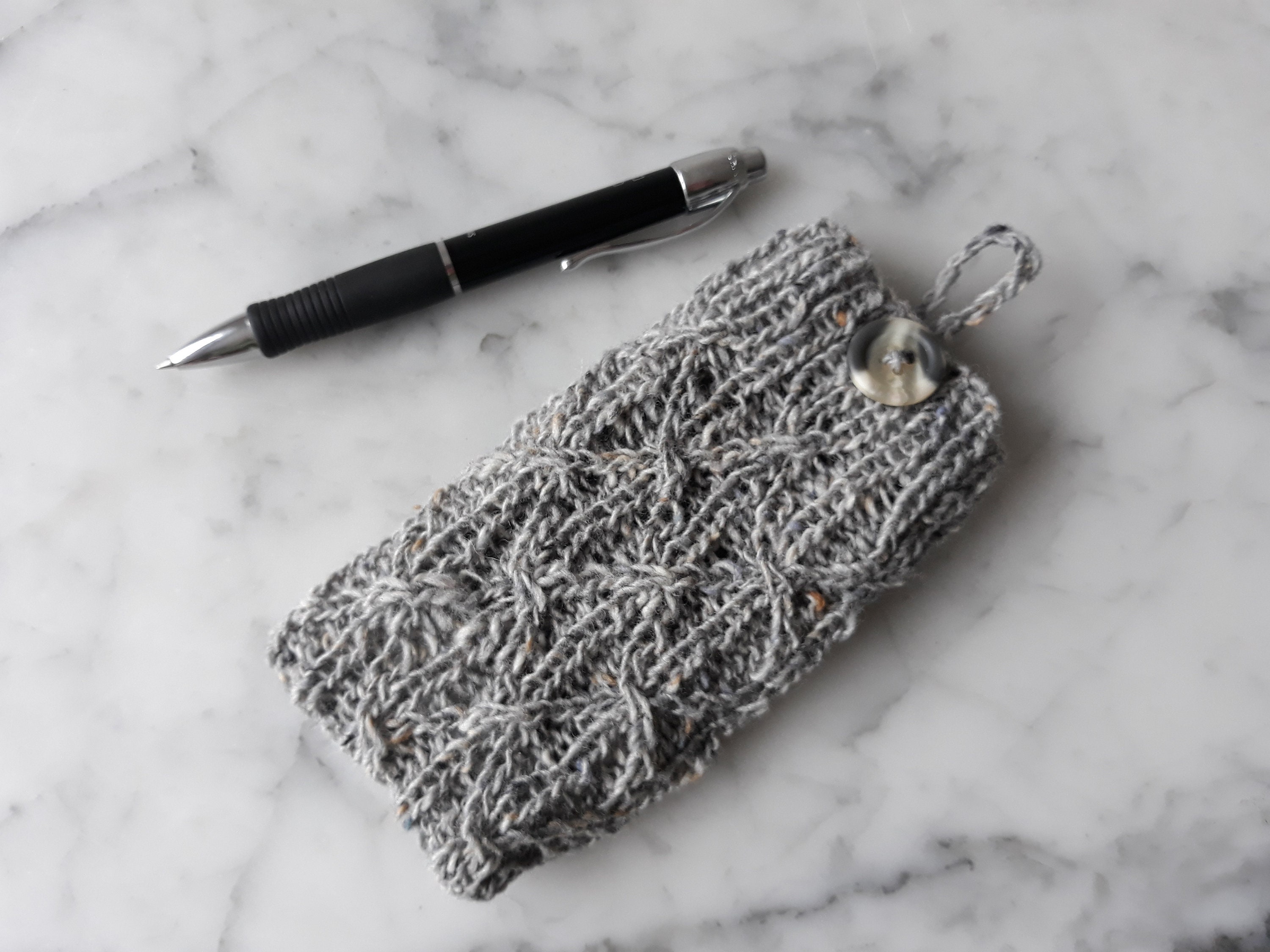 Knit phone cozy: cell phone cover in Irish tweed wool. Original design ...