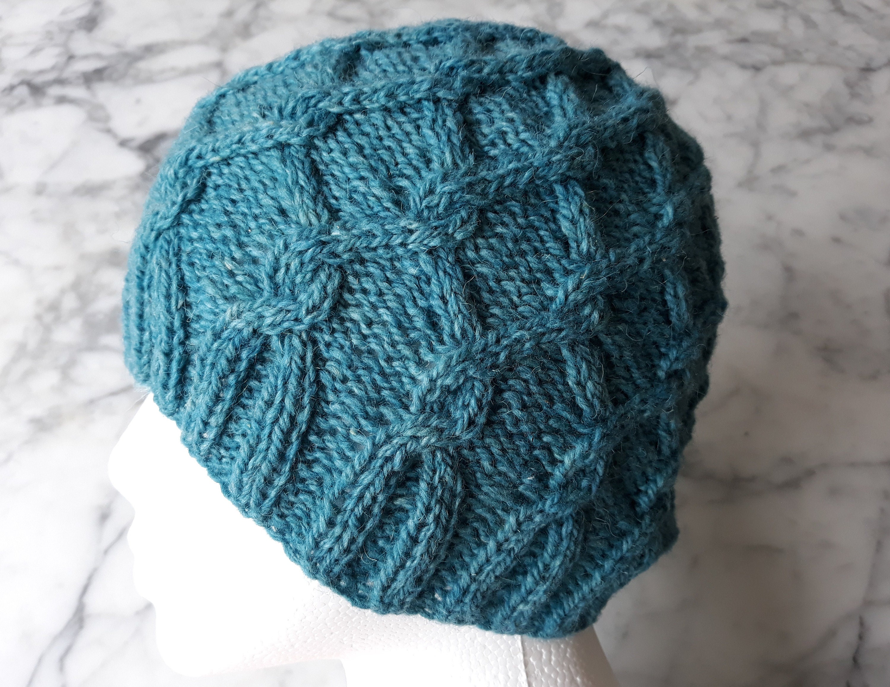 Turquoise hat: handknit beanie in handspun Irish wool. Original design ...