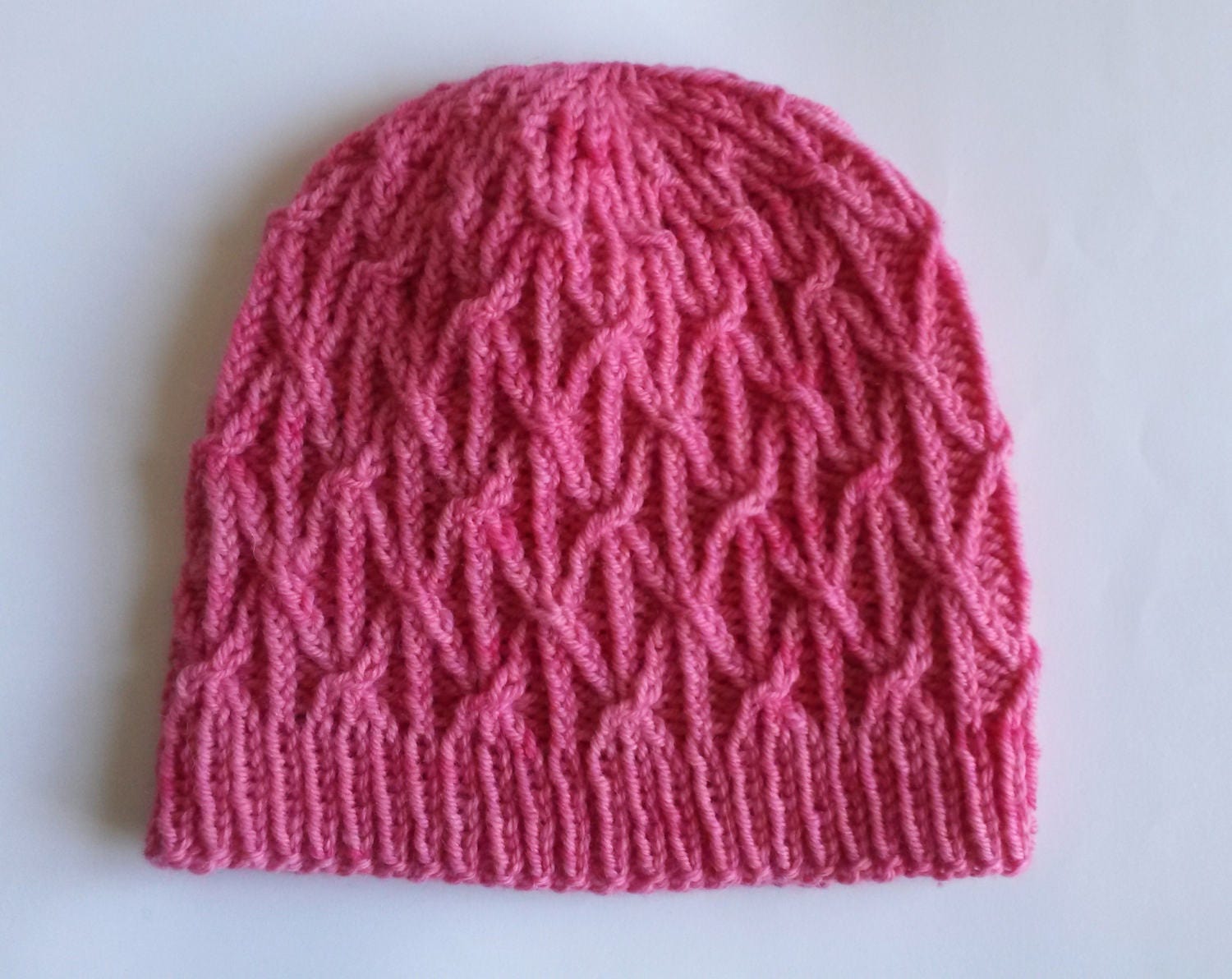 Pink Aran Beanie: knit chunky wool hat. Made in Ireland. Original ...