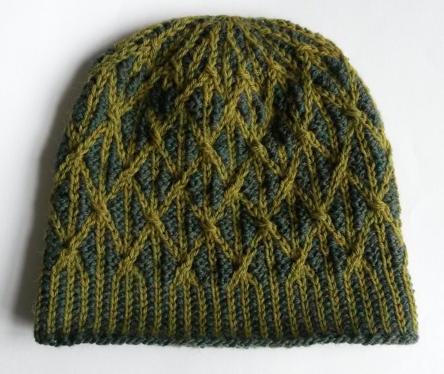 Aran Knit Beanie: Green wool alpaca hat. Unique hat. Original design ...