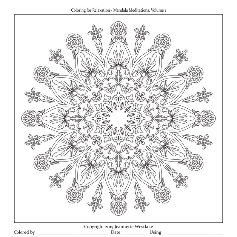 Coloring for Relaxation: Mandala Meditations, Vol. 1 Complete Pdfs - Etsy