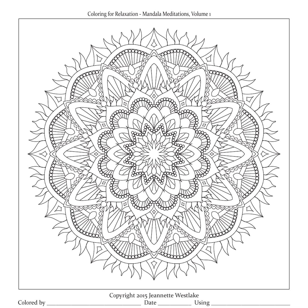 Coloring for Relaxation: Mandala Meditations, Vol. 1 Complete Pdfs - Etsy
