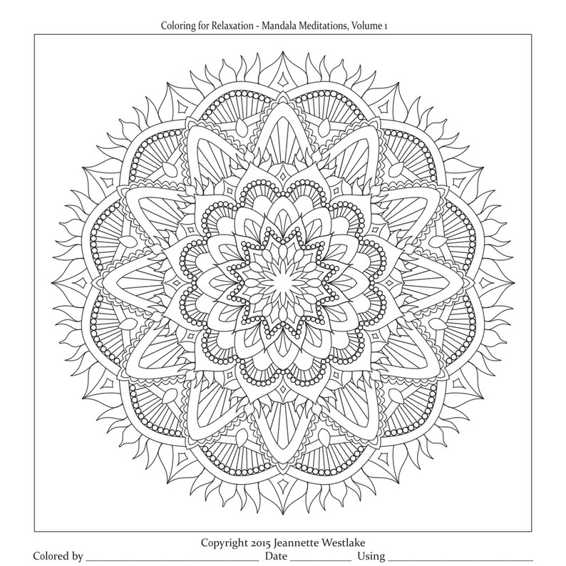 Coloring for Relaxation: Mandala Meditations, Vol. 1 Complete Pdfs - Etsy