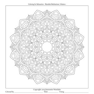 Coloring for Relaxation: Mandala Meditations, Vol. 1 Complete Pdfs - Etsy