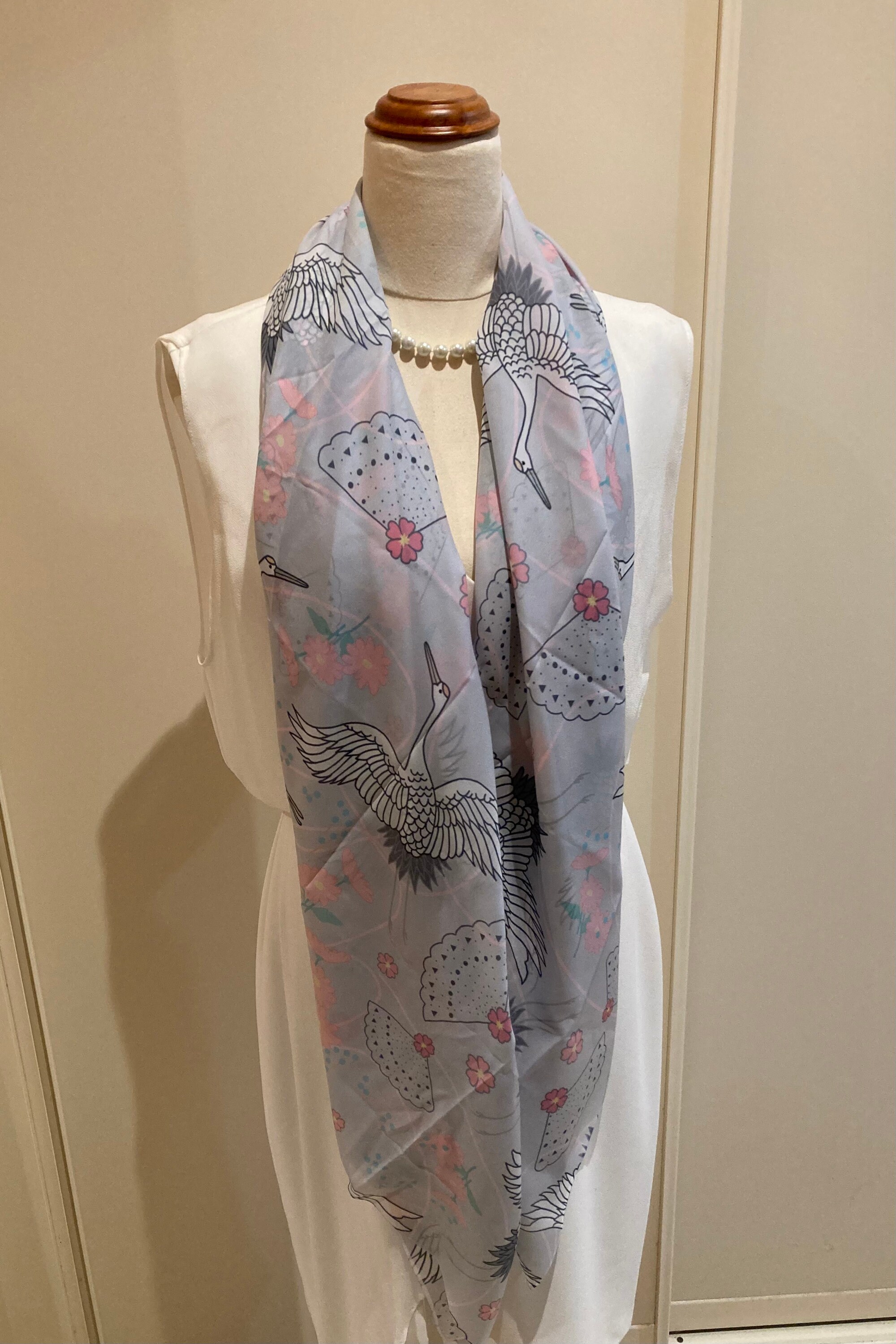 Designer Chiffon Square Scarf Shawl Wrap - Wearable Art - Japanese ...