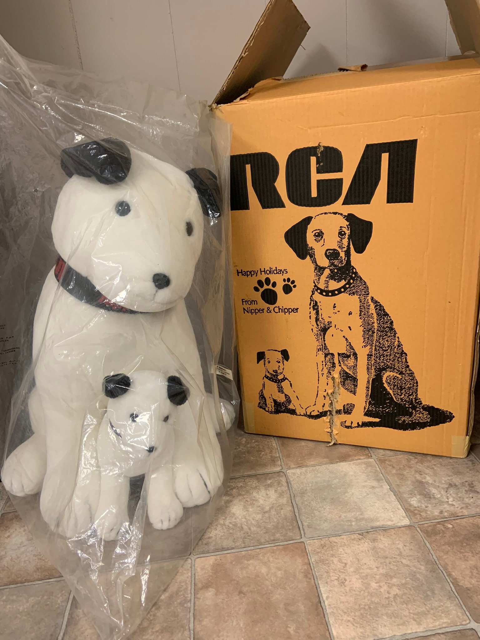 RCA Chipper and Nipper Large Plush New in Cellophane Original Box Dog ...