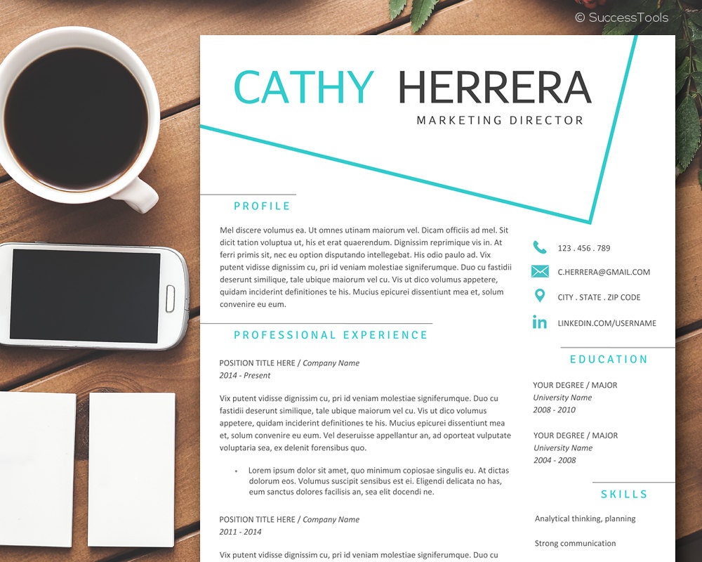 diy-resume-template-professional-modern-resume-instant-etsy