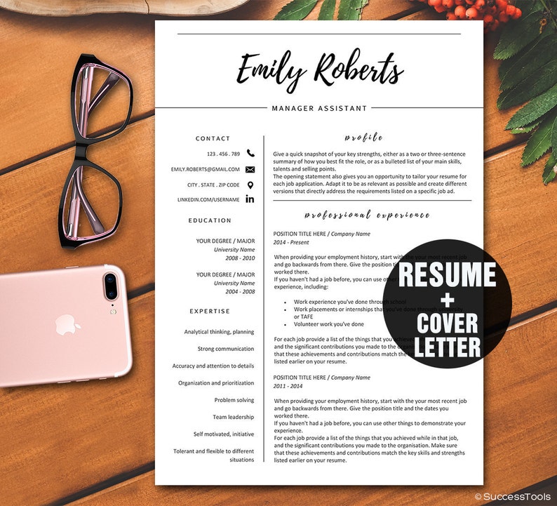 Cover Letter Modern Resume Template CV Template Professional Etsy