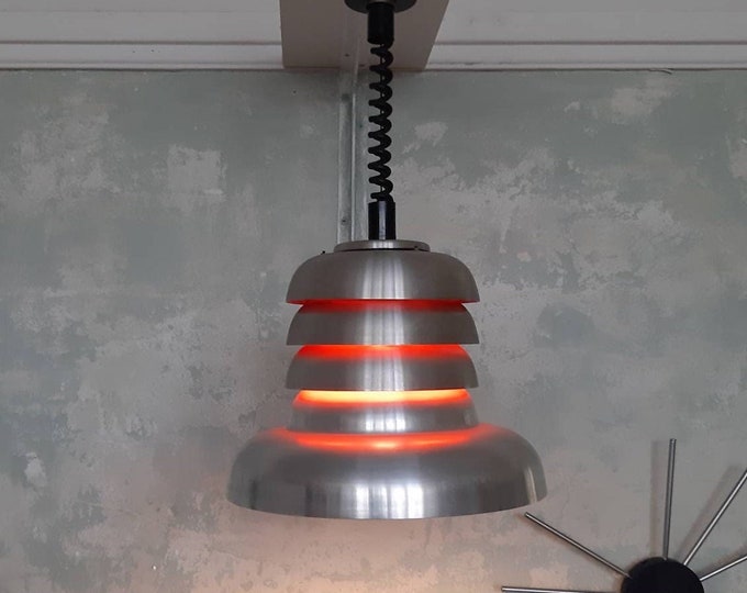 70s Vintage Pendant Light / Orange Aluminium / Space Age Chandelier ...