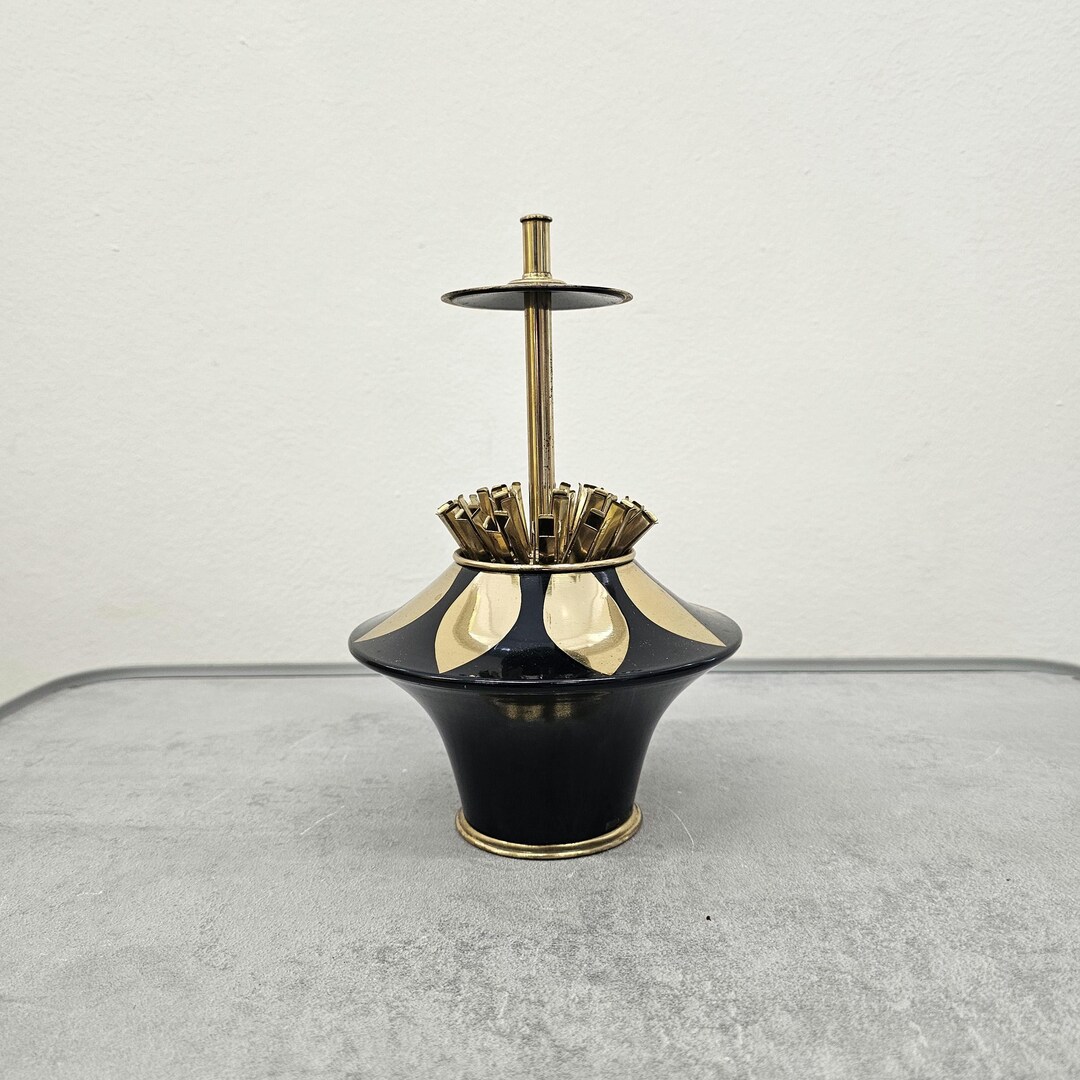 Vintage Cigarette Dispenser With Black Enamel and Brass - Etsy