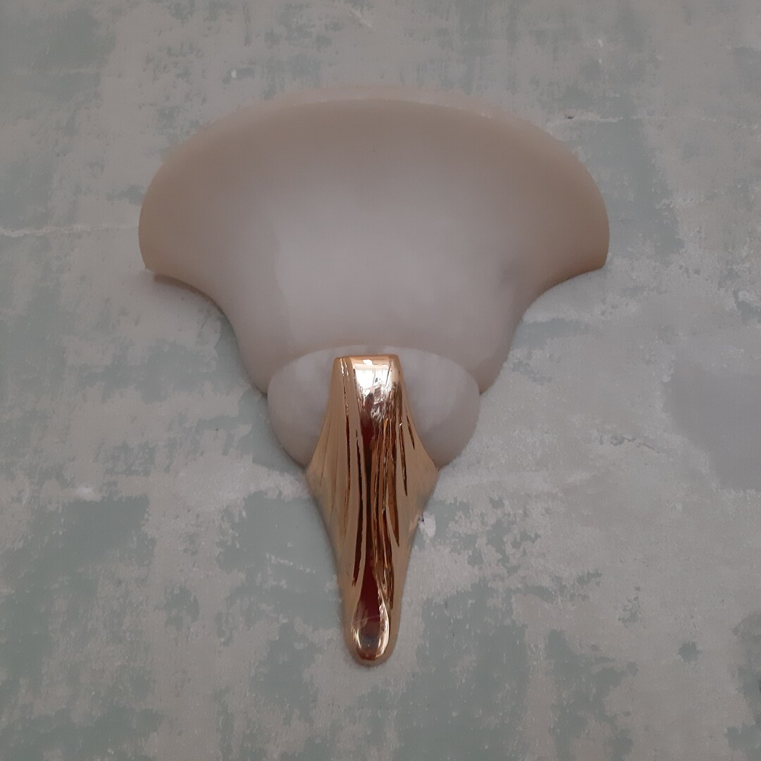 1 of 4 Albast Wall Lamp / Alabaster Brass / Mid Century Modern Scone ...
