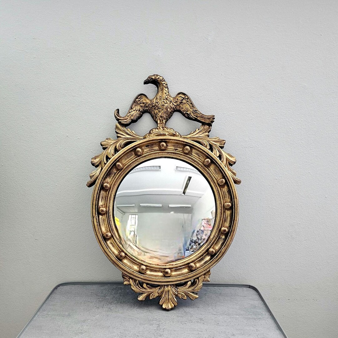 Vintage Wall Mirror Convex Eagle / Gilt Wood Framed Circle Mirror - Etsy
