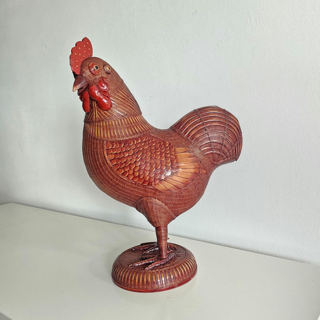 Vintage Shanghai Wicker Rooster Figurine With Lid / Chinese Vintage - Etsy