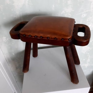 Spanish Wooden Stool Brutalist Stool Oak - Etsy