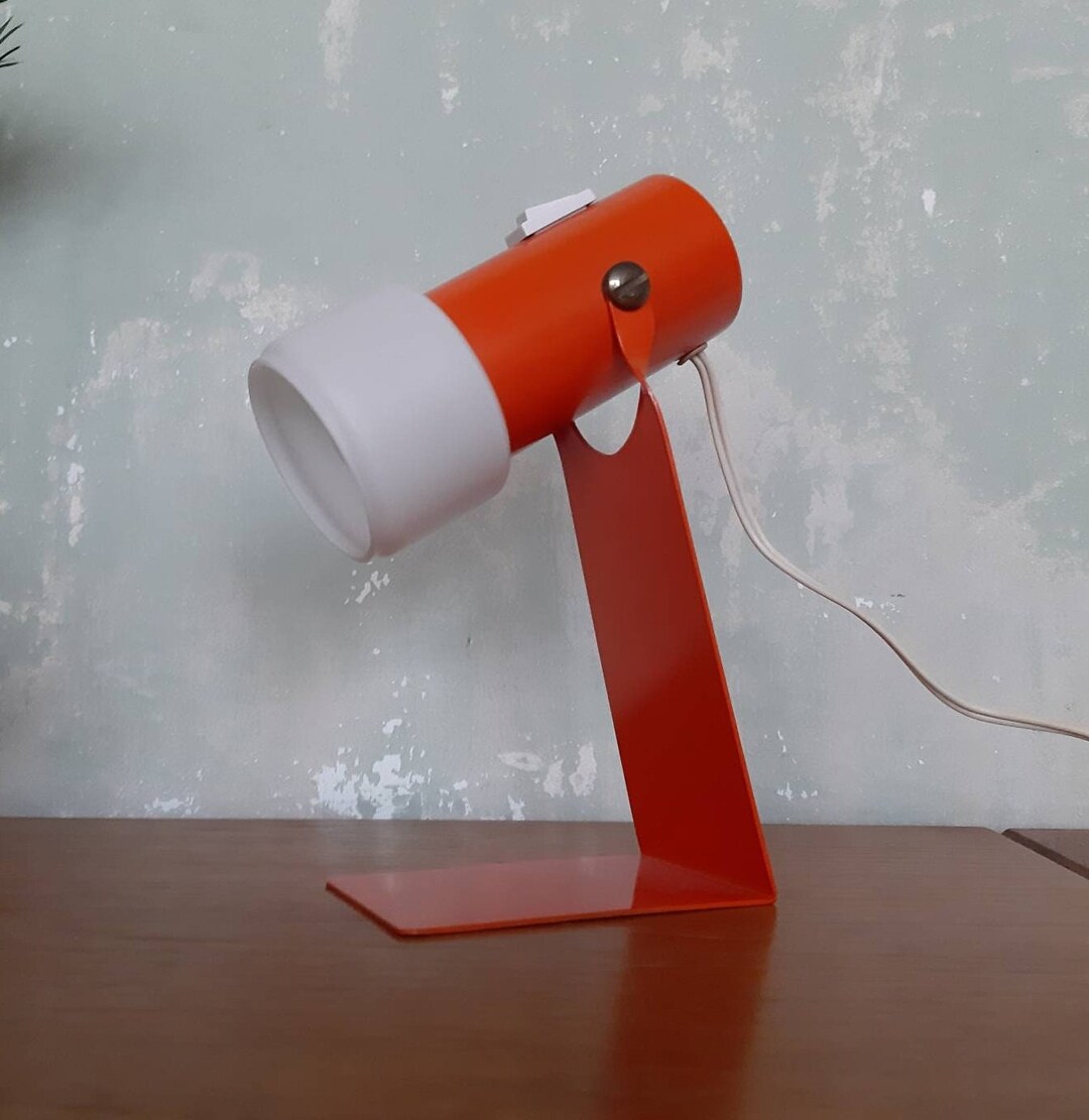 70s Orange Desk Lamp Metal Glass Adjustable Spot Light - Etsy