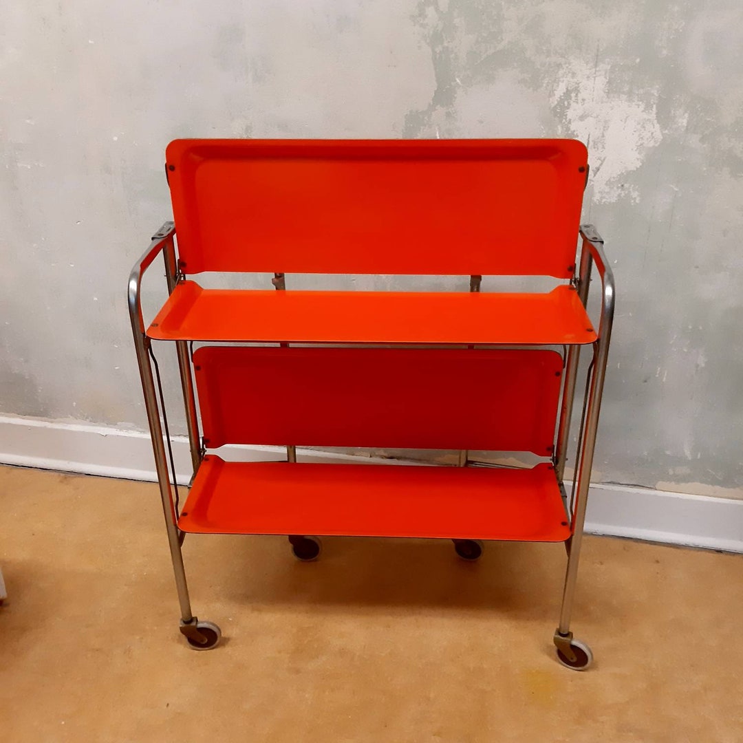 70s Space Age Orange Folding Cart / Vintage Serving Trolley - Etsy ...