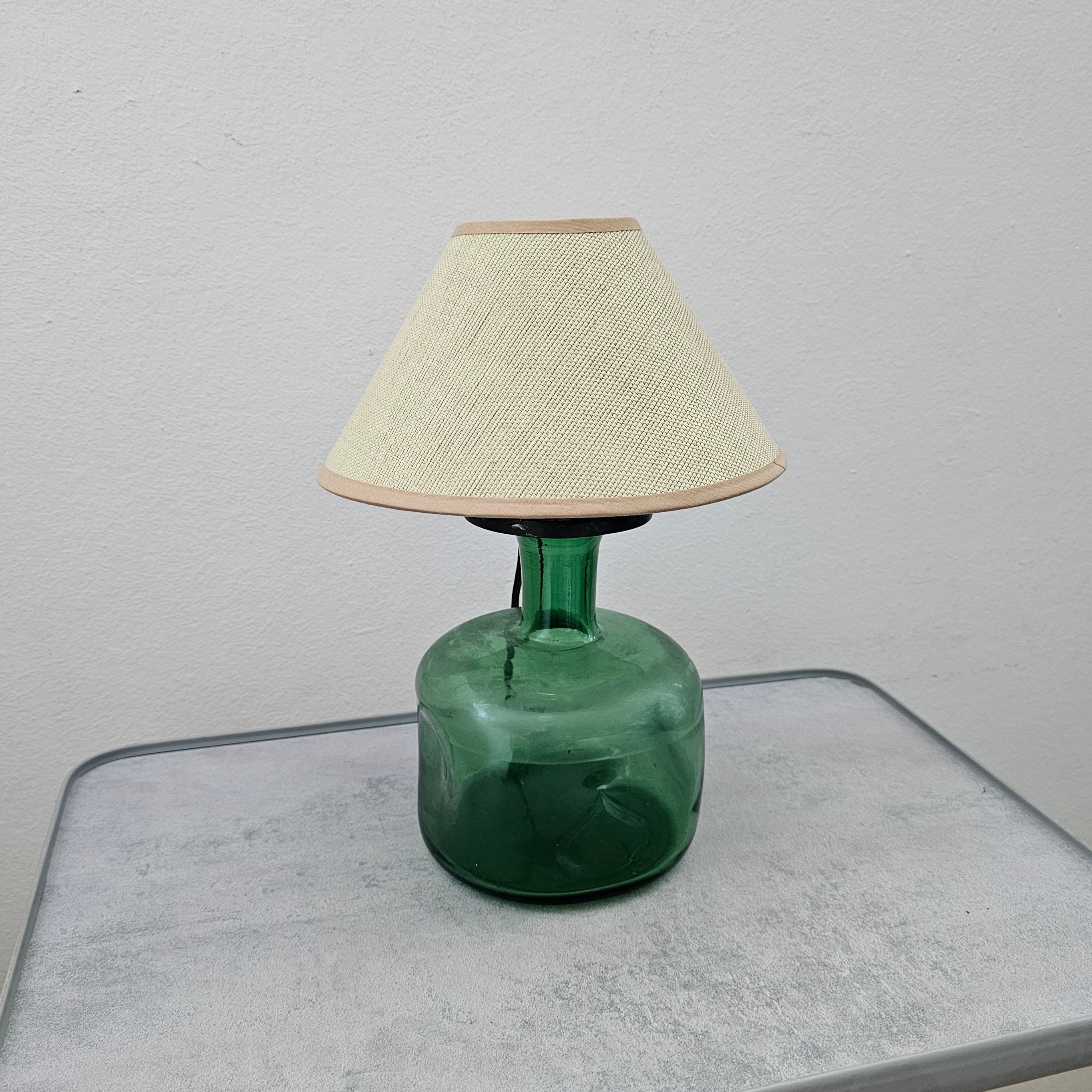 Vintage Bottle Green Glass Table Lamp With Shade - Etsy