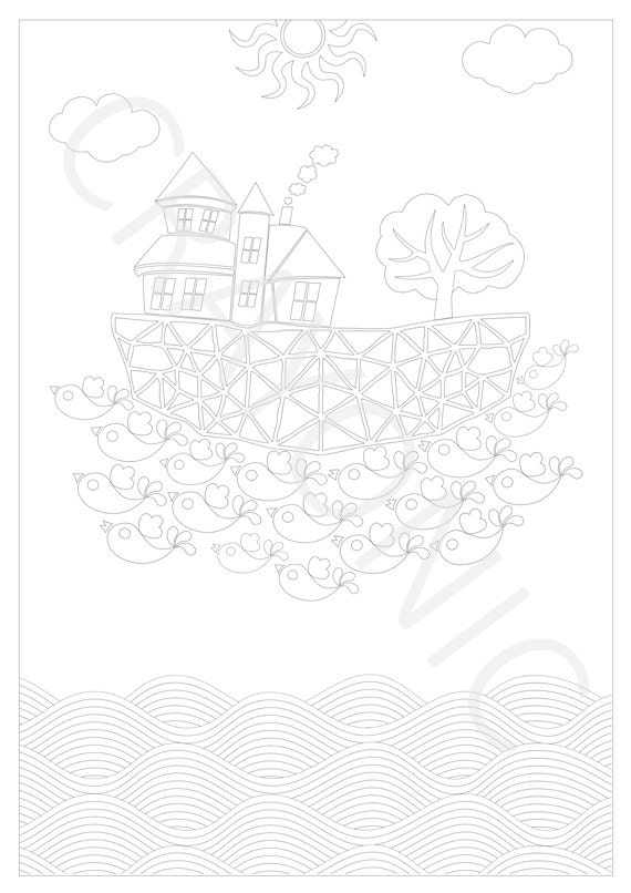 Printable Coloring Page With Insightful Art With Lots of | Etsy