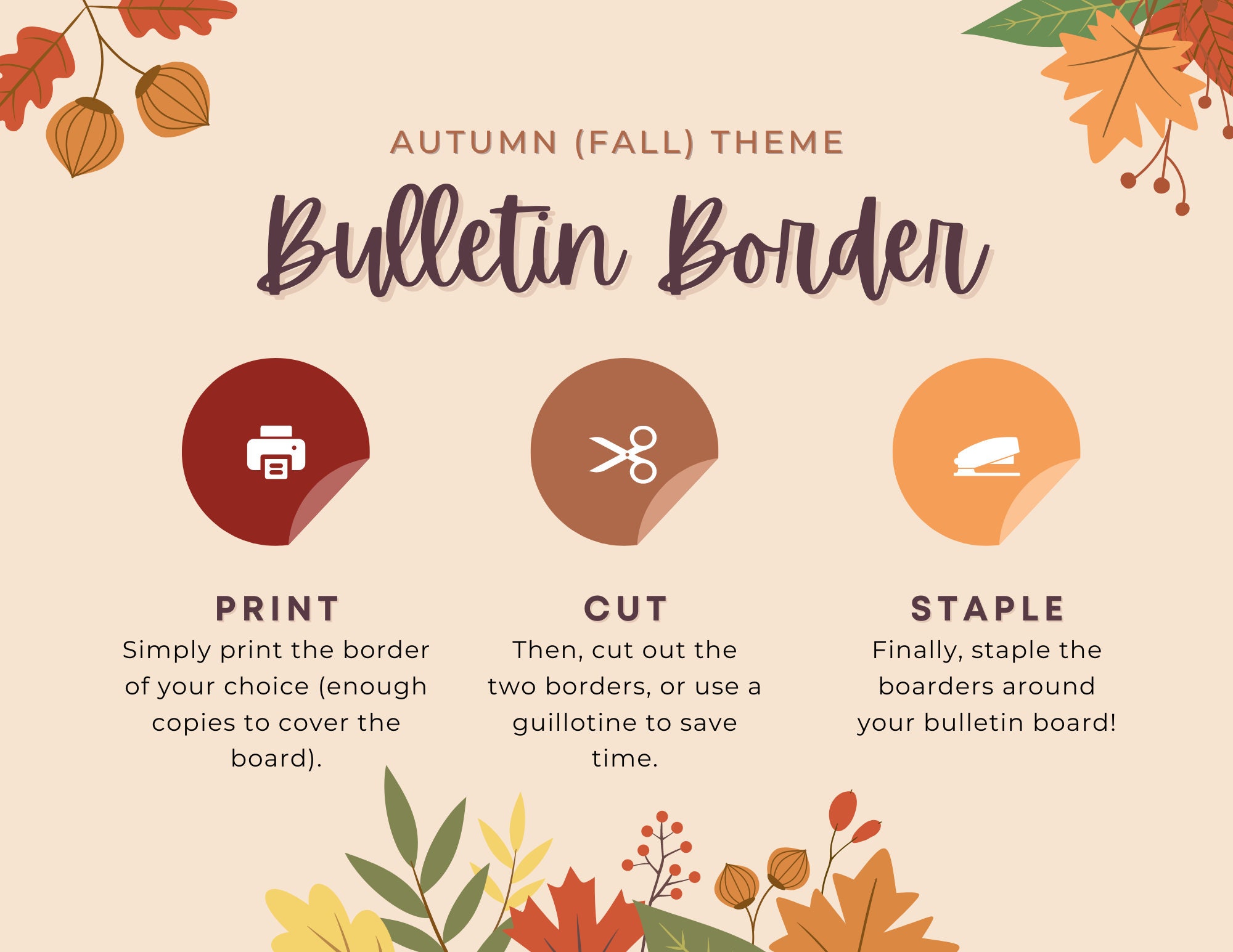 Printable Fall / Autumn Classroom Bulletin Board Borders - Etsy