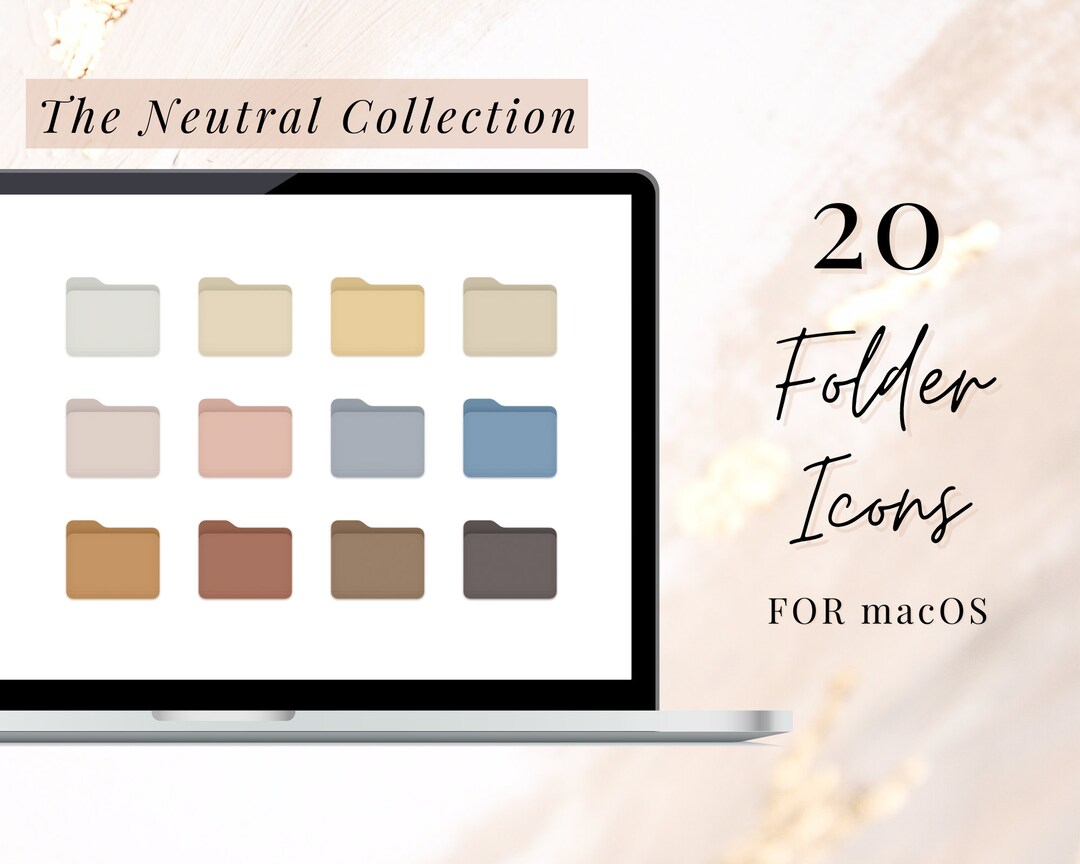 20 Neutral Desktop Folder Icons | Instant Download | Mac OS | Laptop ...