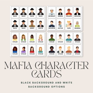32x Printable Mafia Game Character Cards - Etsy