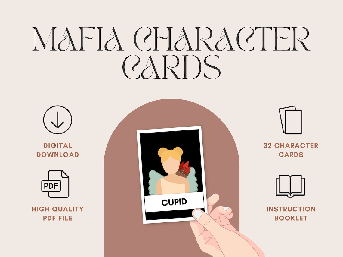 32x Printable Mafia Game Character Cards - Etsy