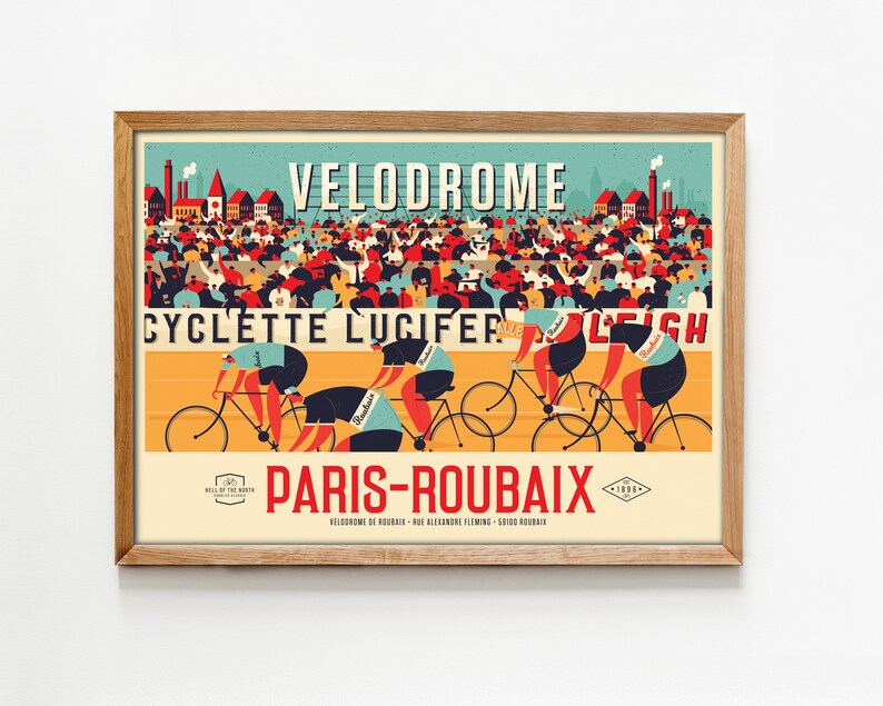 Cycling Print Paris Roubaix Cycling Poster - Etsy