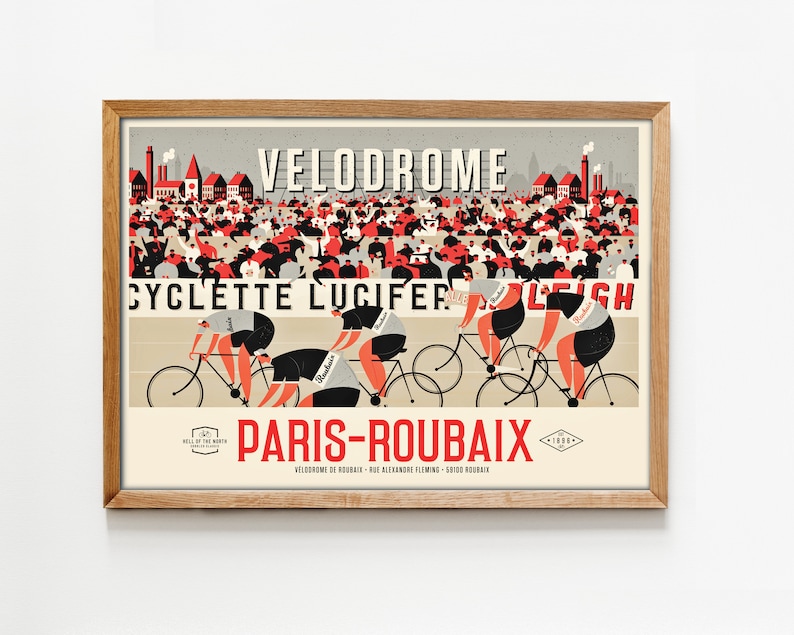 Cycling Print Paris-roubaix Cycling Poster - Etsy UK