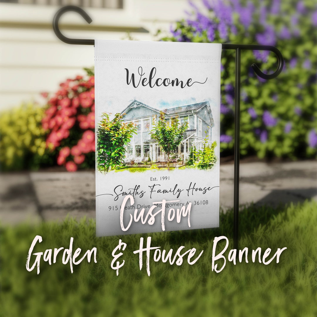 Custom Outdoor Yard & Home Banner, Flag. Personalized House Welcome ...