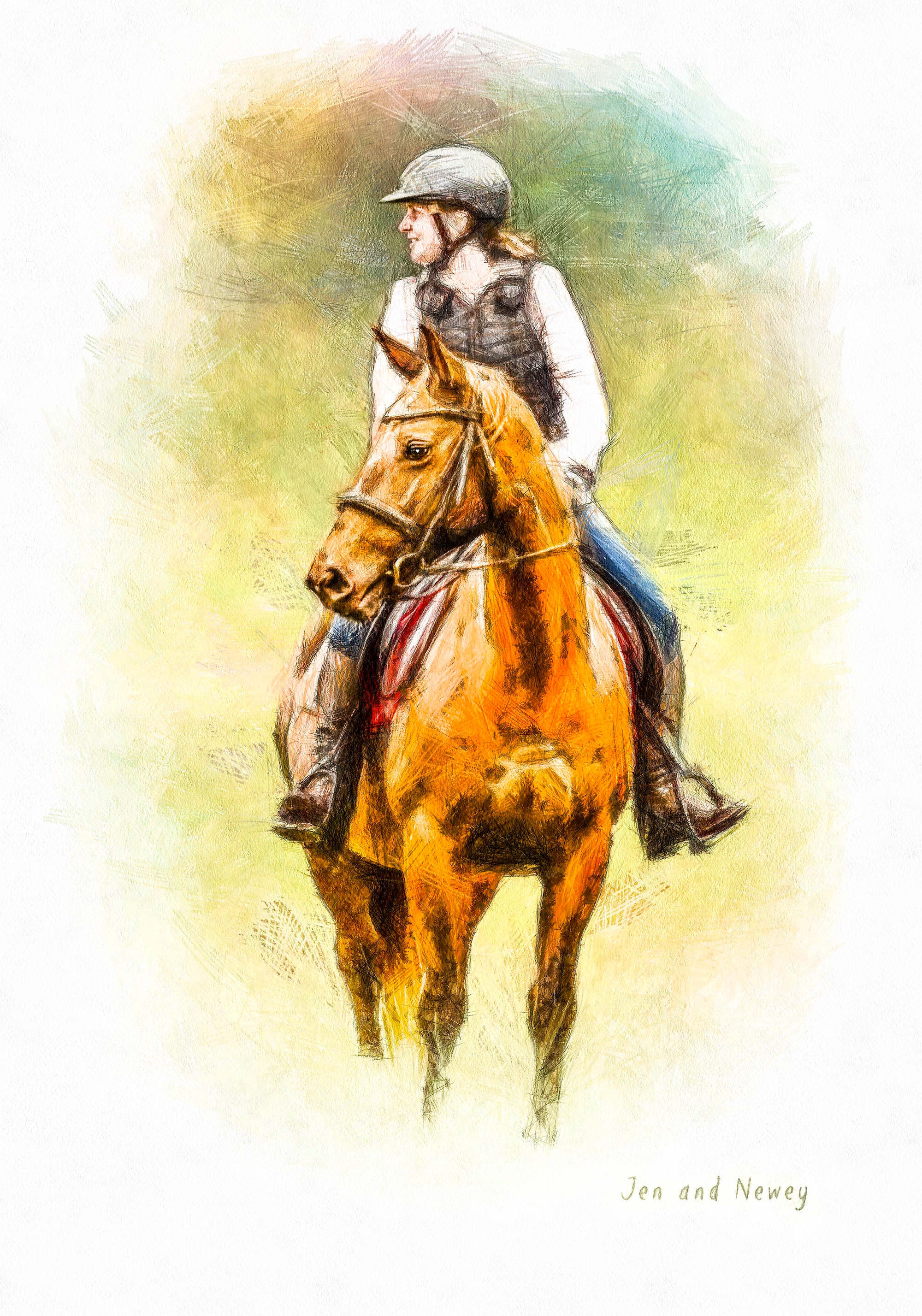 Custom Horse Watercolor. Custom Drawing Horse Portrait From Photo ...