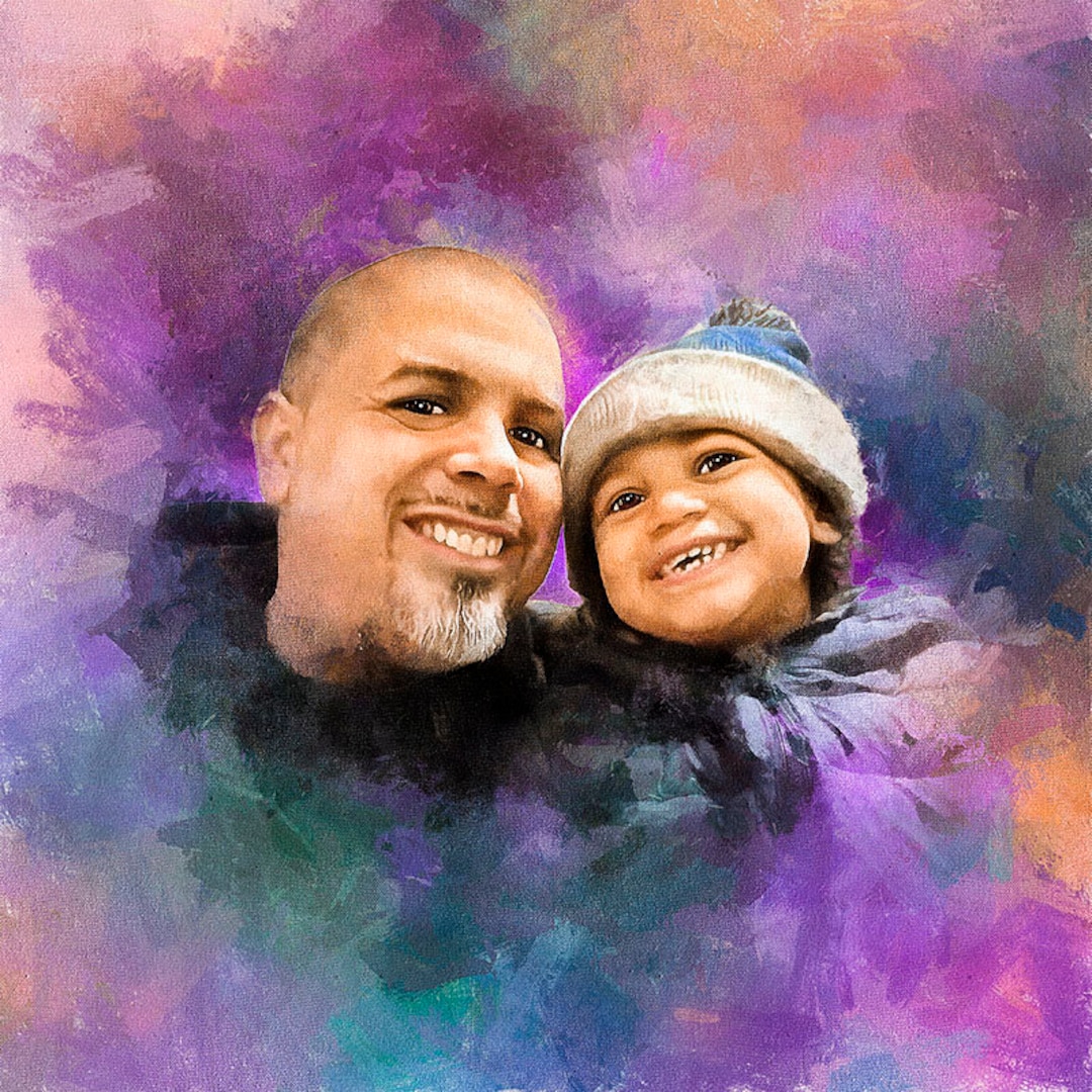 Custom Father's Day Portrait. First Fathers Day Personalized Painting ...