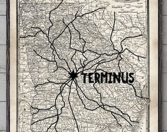 The Walking Dead Terminus Replica Map Prop Vintage Design Zombie Negan ...