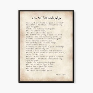 On the Self-knowledge Kahlil Gibran Inspirational Wall Art for Home ...